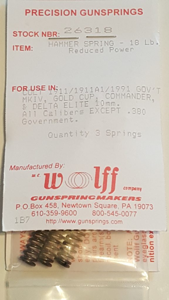 26318 Wolff COLT 1911/CMMDR RP HAMMER SPRING 18LB Pak of 3 – Accurate ...