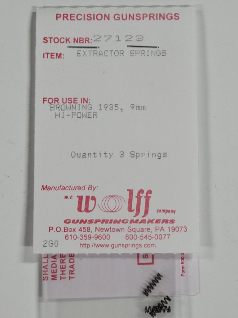 27123 Wolff BROWNING 1935 EXTRACTOR SPRING Pak of 3