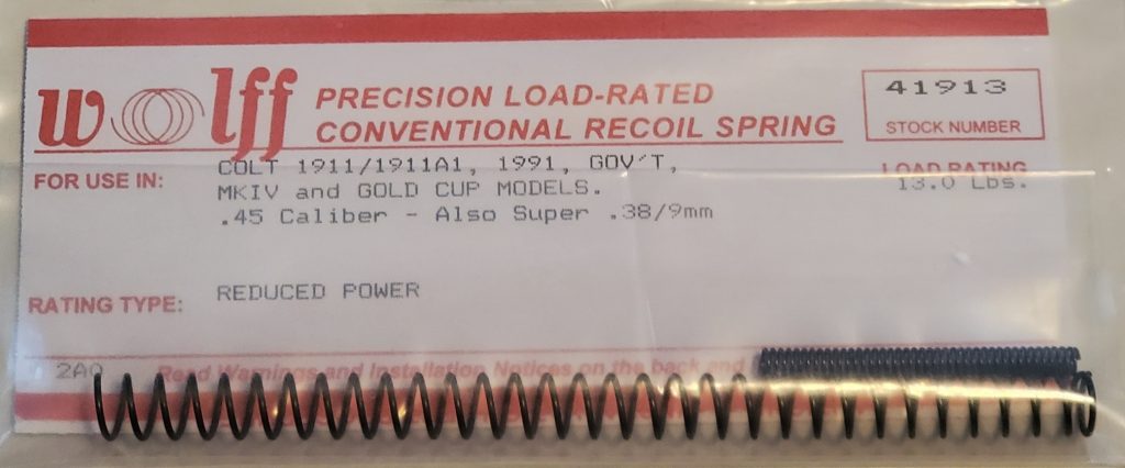 41913 Wolff COLT 1911 13LB RECOIL SPRING (RP) – Accurate Arms & Ammo, Inc.
