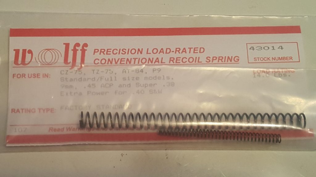 43014 Wolff CZ75 / AT84 / P9 9mm, STD RECOIL SPRING 14LB – Accurate ...