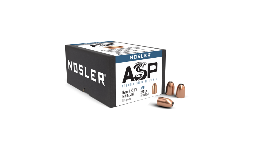 43258 Nosler ASP 9mm (.355) 147 grain JHP Box 250