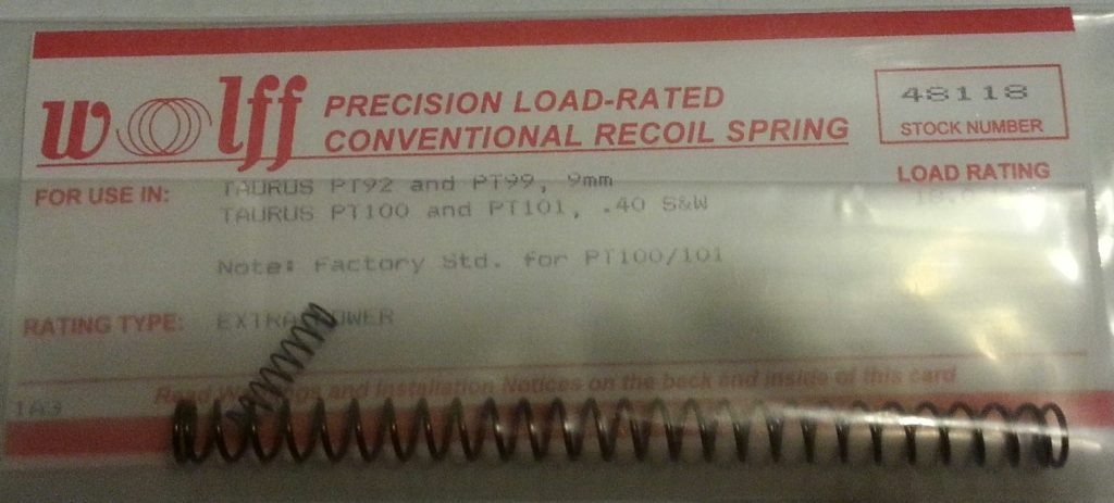 48118 Wolff TAURUS PT92 PT99 PT100, PT101 18# Recoil Spring – Accurate ...