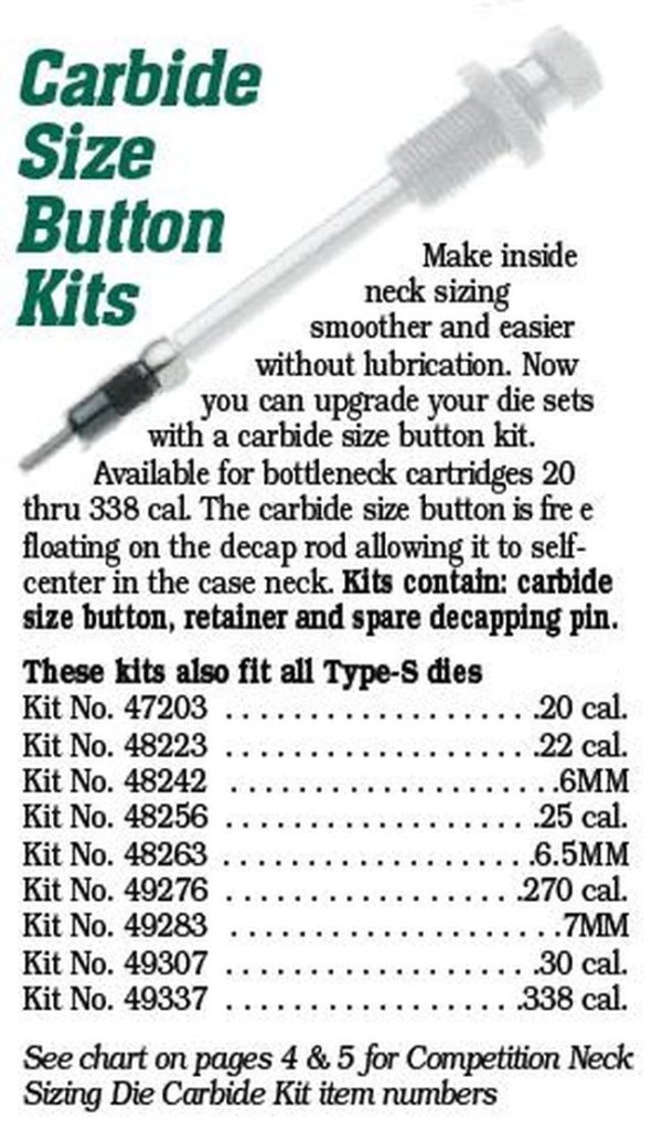 49307 Redding 30 cal. 7.62 Carbide Size Button Kit