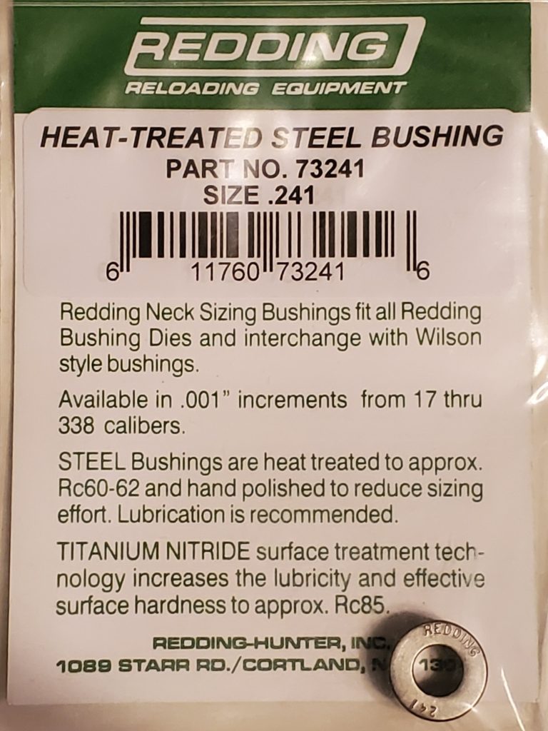 73241 Redding Heat Treated Steel .241 Neck Size Bushing – Accurate Arms ...