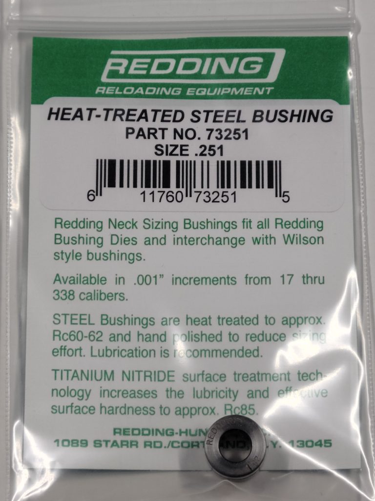 73251 Redding Heat Treated Steel .251″ Neck Size Bushing – Accurate ...