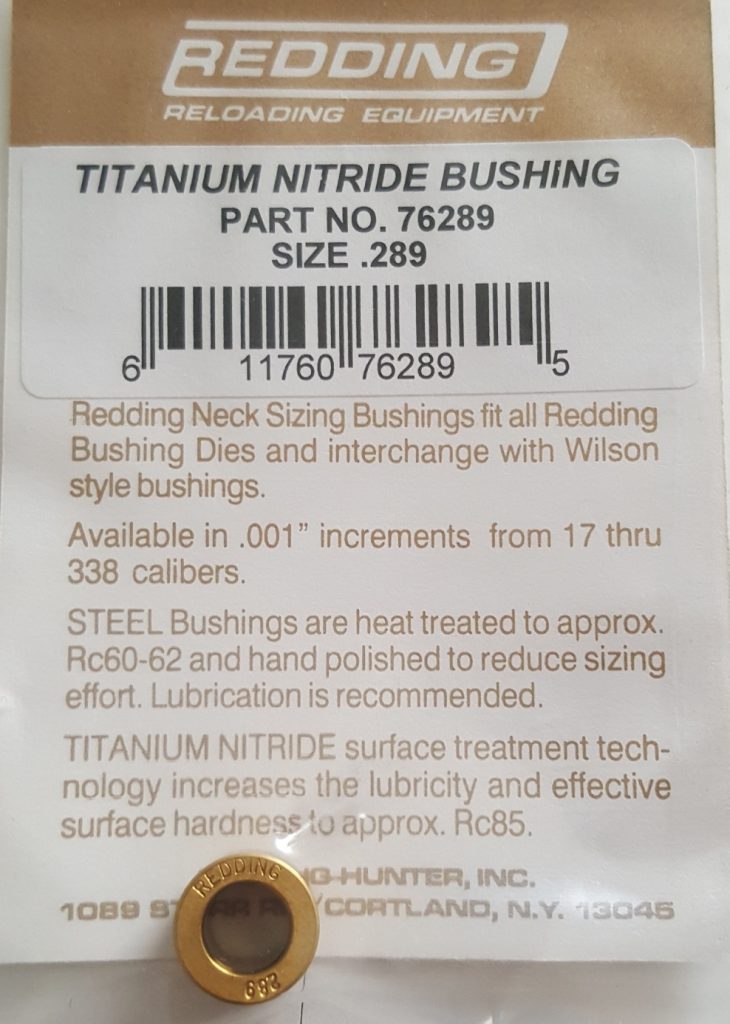 76289 Redding Titanium Nitride Neck Size Bushing – Accurate Arms & Ammo ...