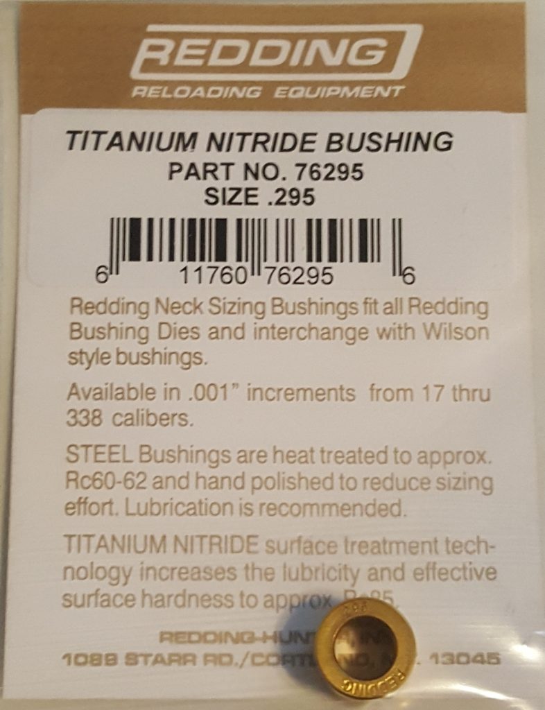 76295 Redding Titanium Nitride Neck Size Bushing