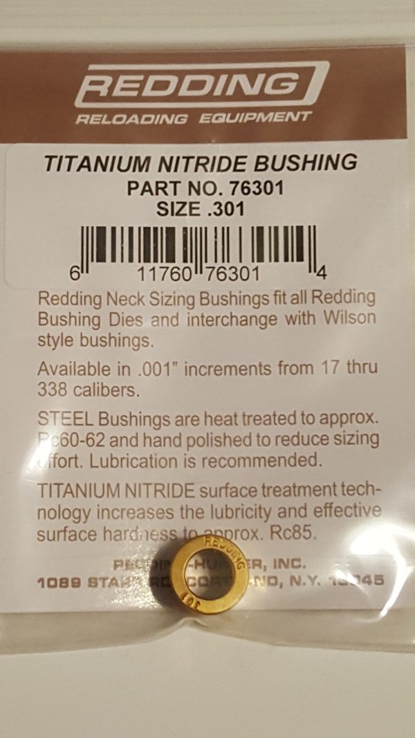 76301 Redding Titanium Nitride Neck Size Bushing – Accurate Arms & Ammo ...