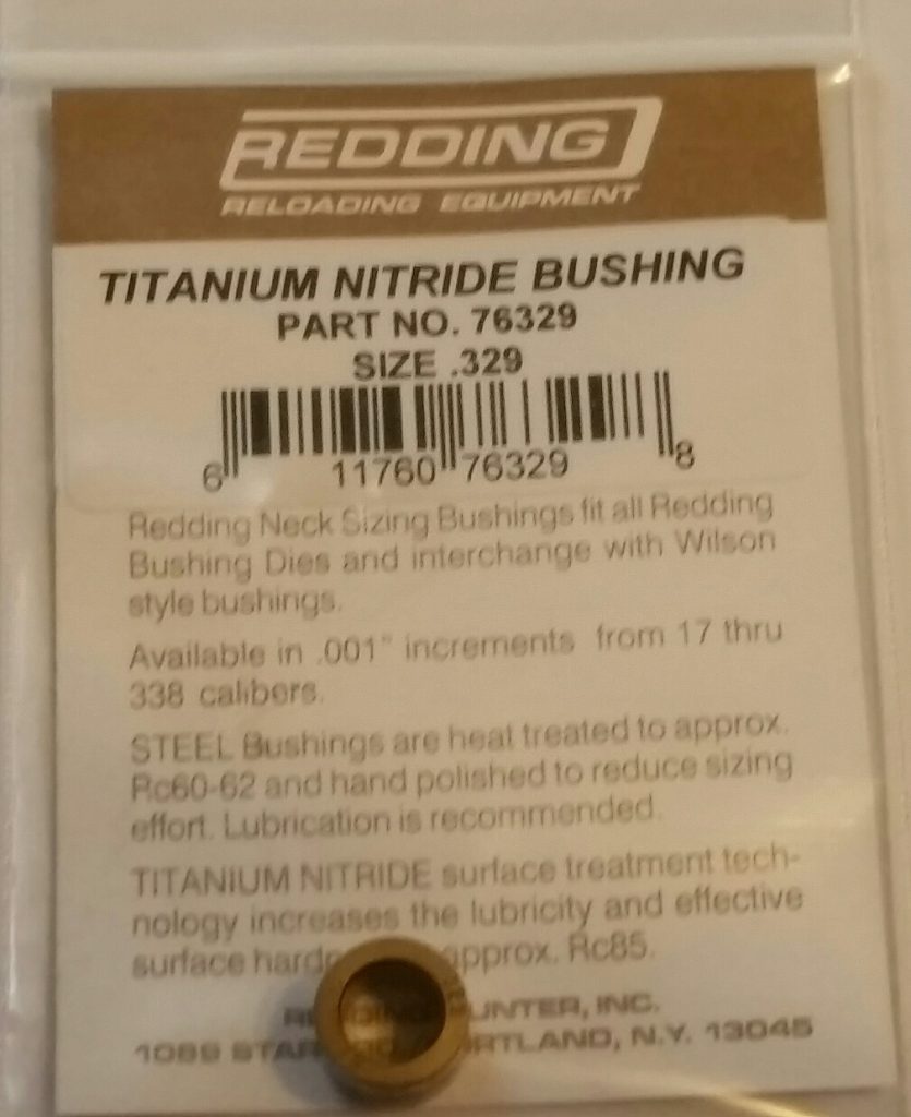 76329 Redding Titanium Nitride Neck Size Bushing – Accurate Arms & Ammo ...