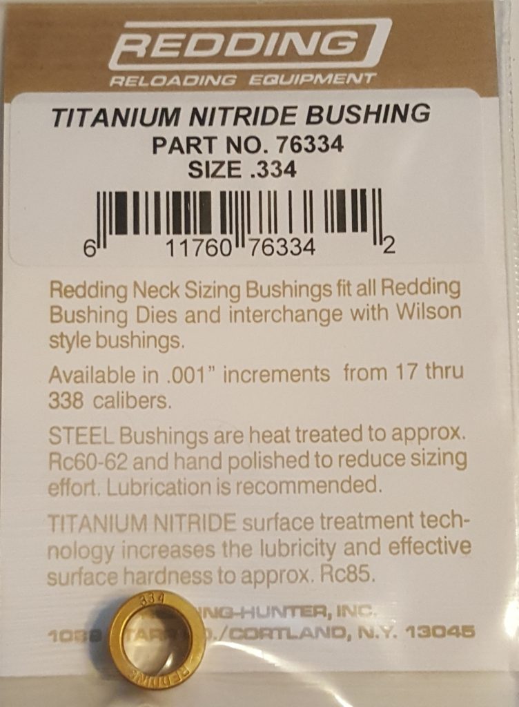 76334 Redding Titanium Nitride Neck Size Bushing – Accurate Arms & Ammo, Inc.
