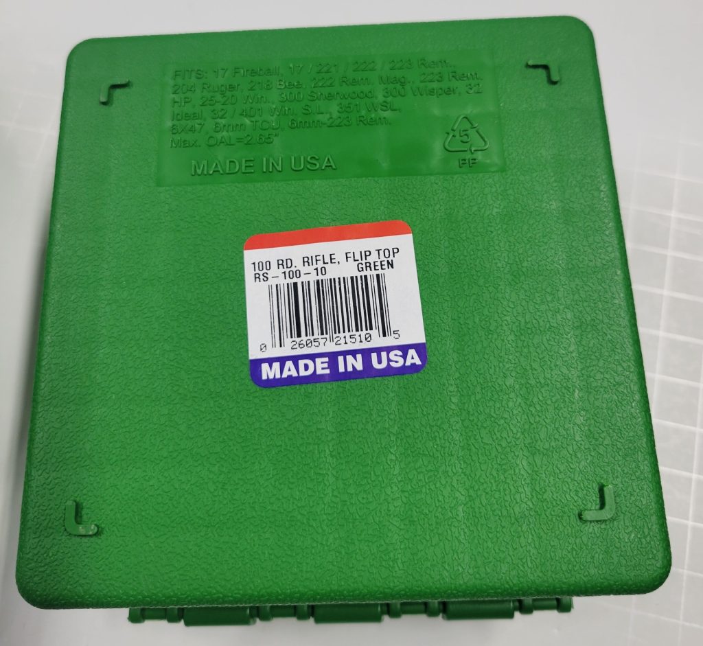 RS-100-10 MTM Ammo Box 17 Fireball 223 Rem 300BLK 100 Round Green ...